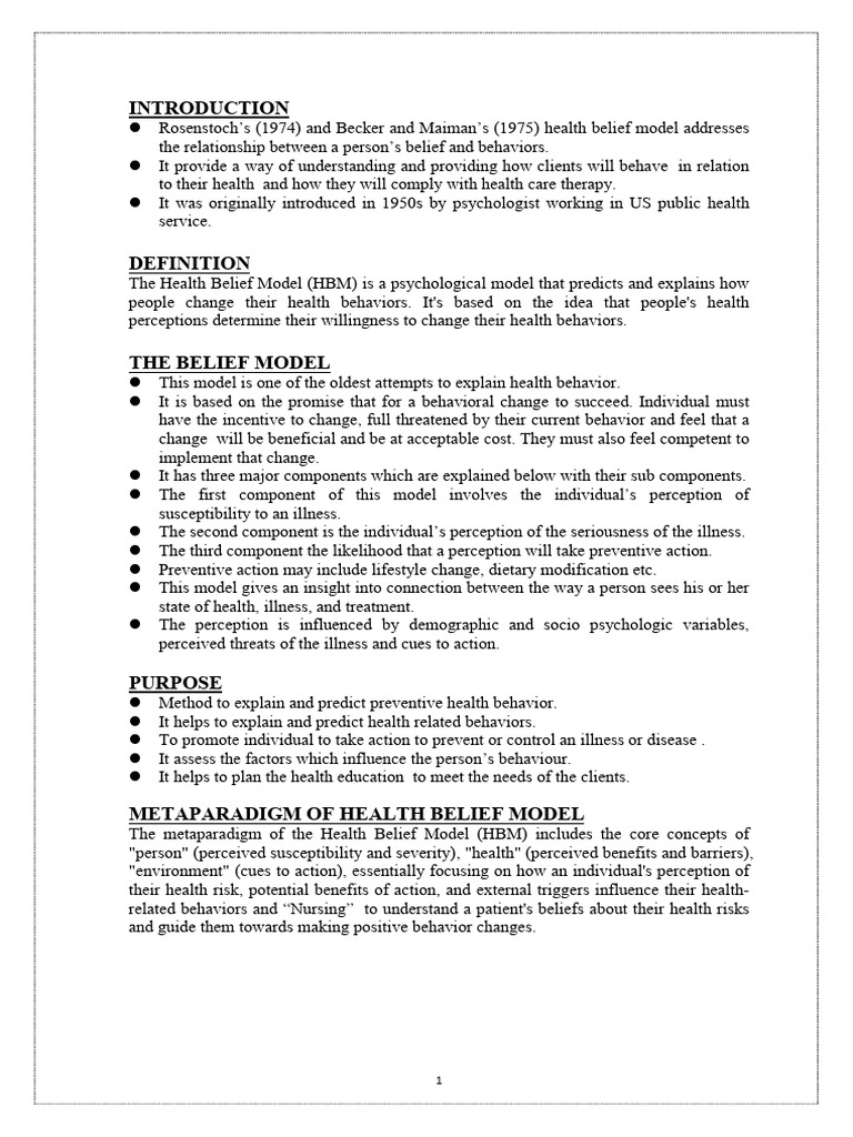 HBM PDF | PDF | Psychological Concepts | Medicine