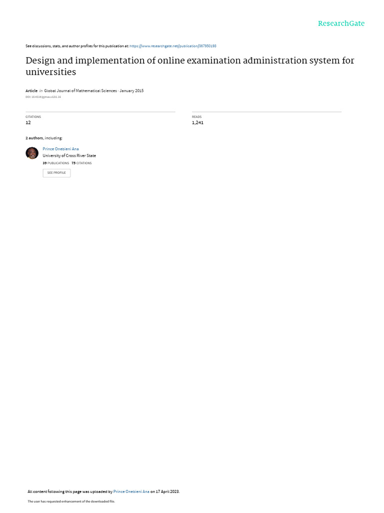 Design and Implementation of Online Examination Ad | PDF | Microsoft ...