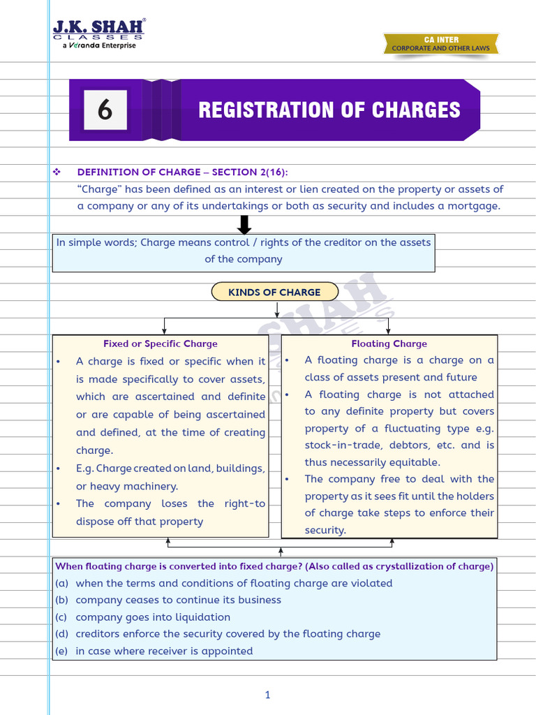 Chapter 6 - Registration of Charges | PDF | Private Law | Debt