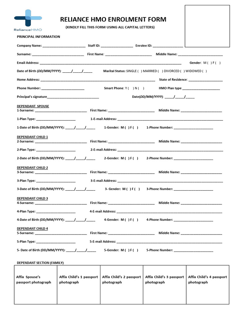 Reliance Registration Form - Updated | PDF | Social Institutions ...