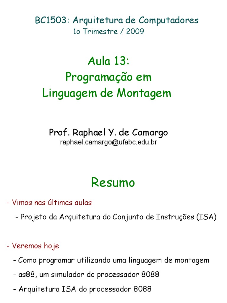 Programação Em Linguagem De Montagem Pdf Linguagem Assembly