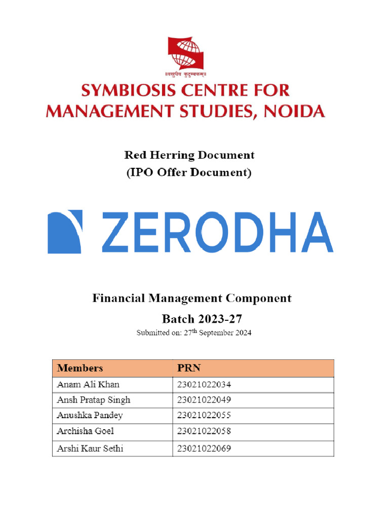 Zerodha RHD Project - Final | PDF | Equity (Finance) | Investing