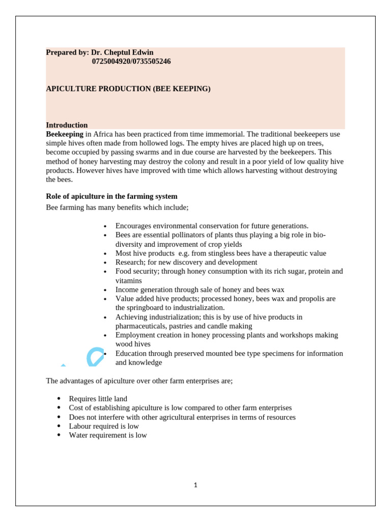 Apiculture - Production - Level 5 | PDF | Beehive | Honey Bee