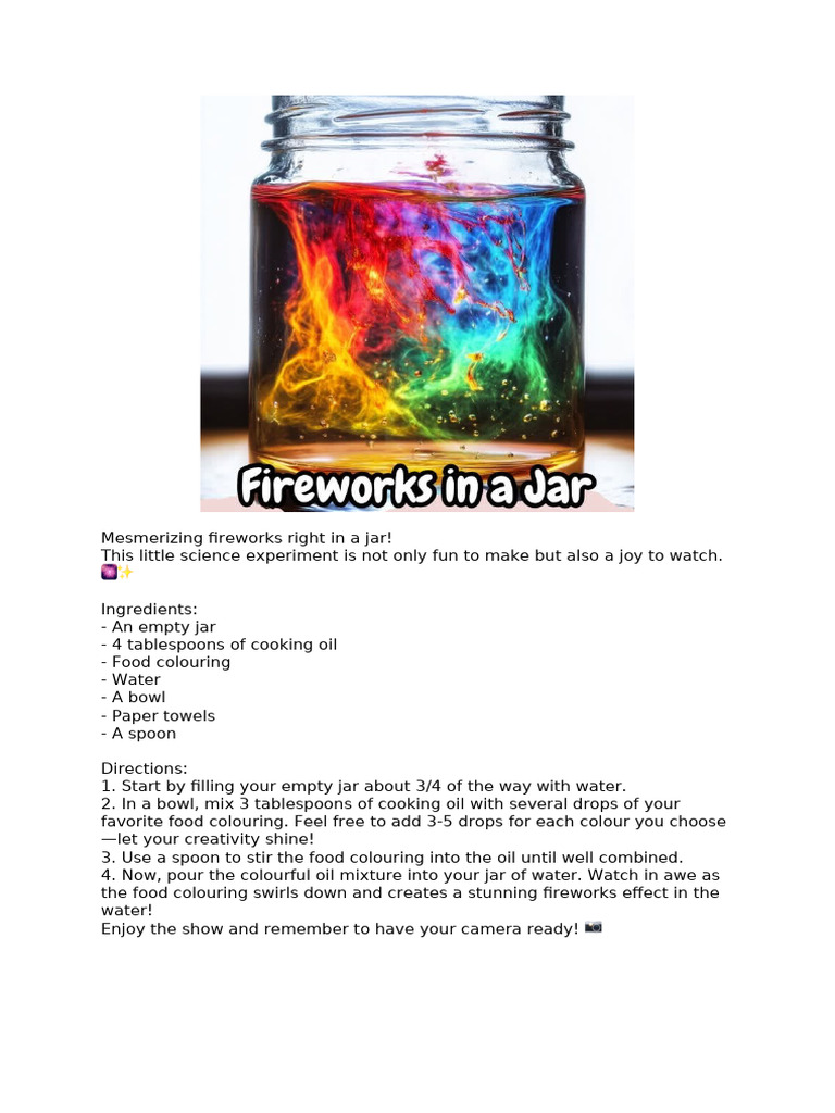 Mesmerizing Fireworks Right in A Jar | PDF