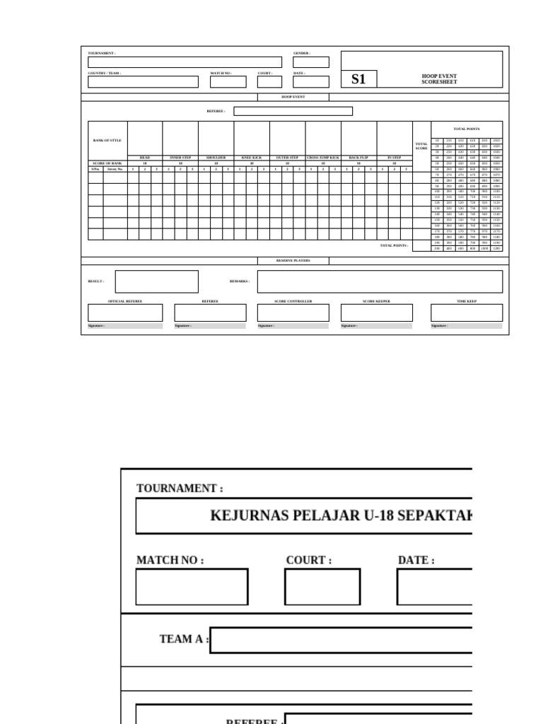 Sepak Takraw Tournament Scoresheet 2024 | PDF | Sports | Professional ...