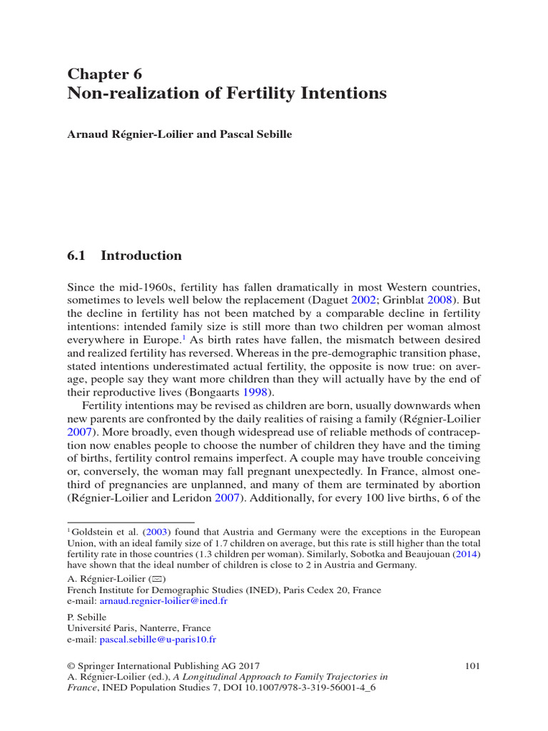 The Non-Realization of Fertility Intentions | PDF | Fertility | Intention