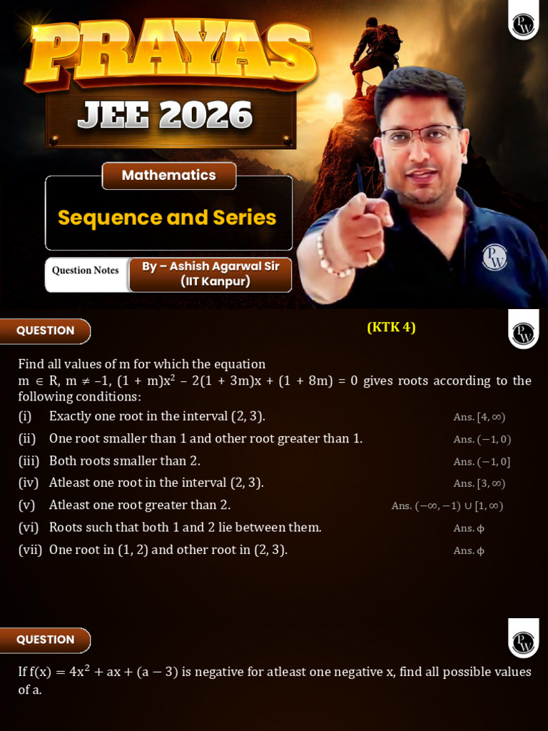 Sequence and Series Question Notes PDF | PDF | Area | Infinity