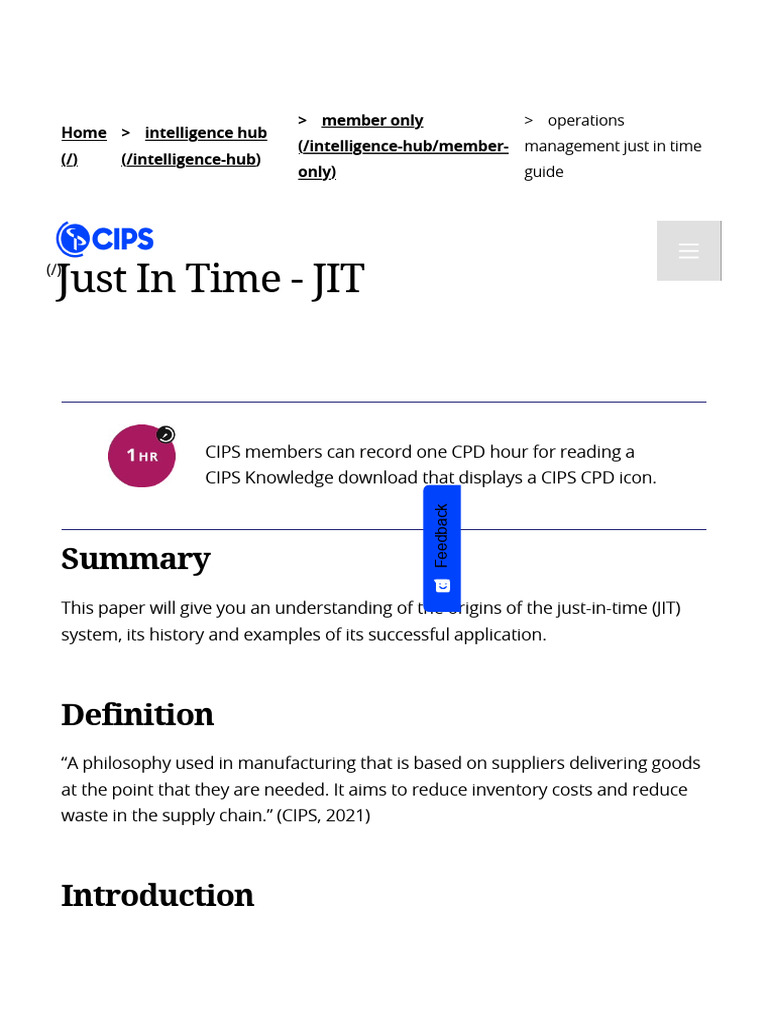 Operations management just in time guide | CIPS | PDF | Lean Manufacturing | Business