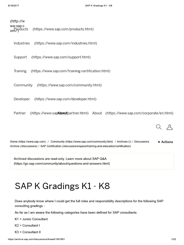 SAP K Gradings K1 - K8 | PDF | Project Management | Business Process