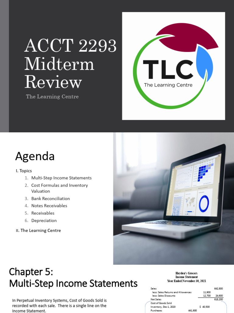 ACCT 2293 Midterm Review Session - Chapter 5-9 | PDF | Debits And Credits | Bad Debt