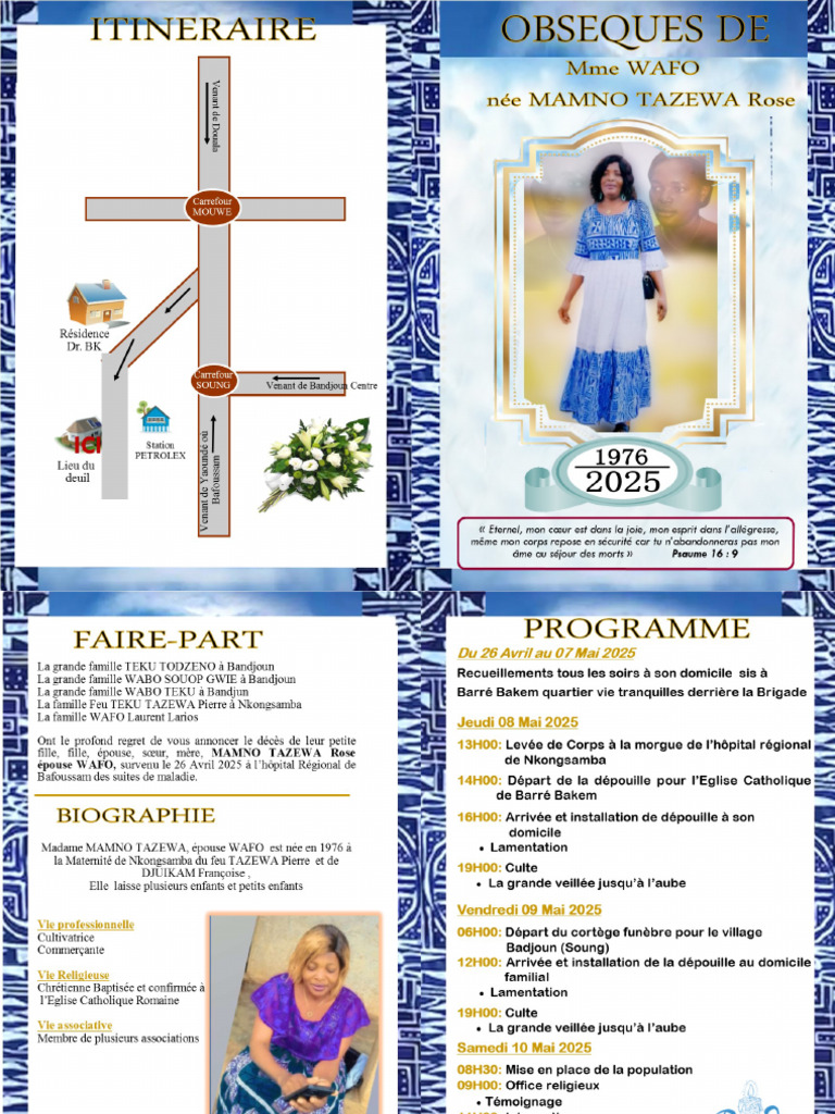 Obseques Maman Mamno Tazewa Epse Wafo | PDF