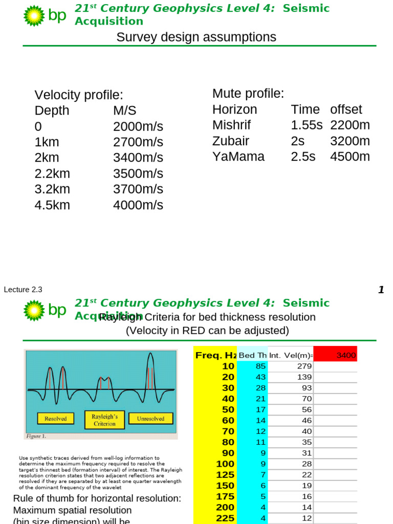 Seismic Data Acquisition Extras | PDF | Angular Resolution | Frequency