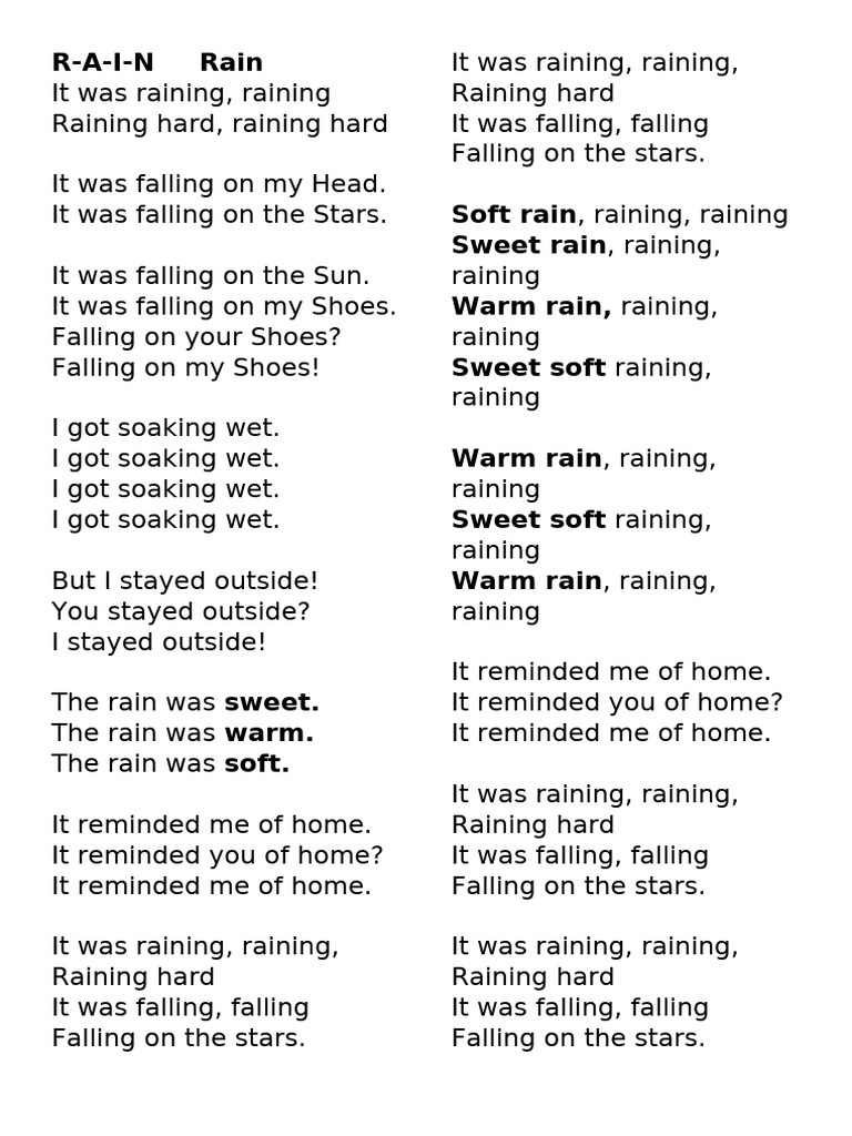 Rain: A Poem of Warmth and Home | PDF