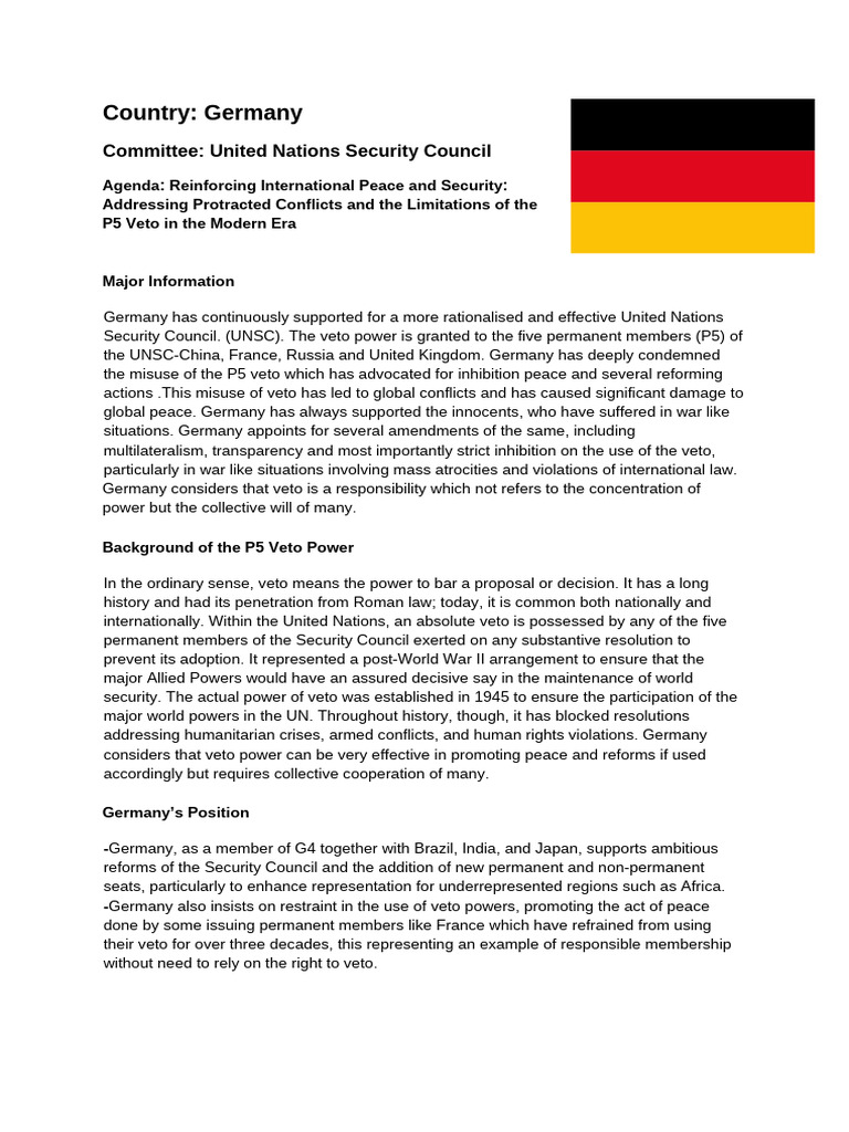 Germnany Position Paper (UNSC) | PDF | United Nations Security Council ...
