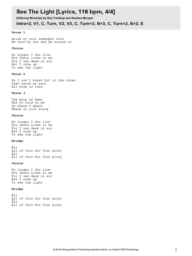 See The Light - Lyrics | PDF