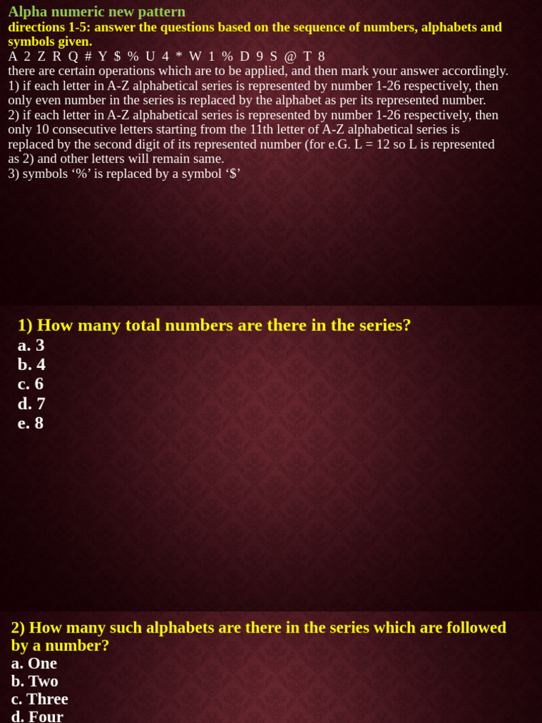 Alpha Numeric New Pattern Sbi Clerk Rbi Assist. Means | PDF | Numbers ...