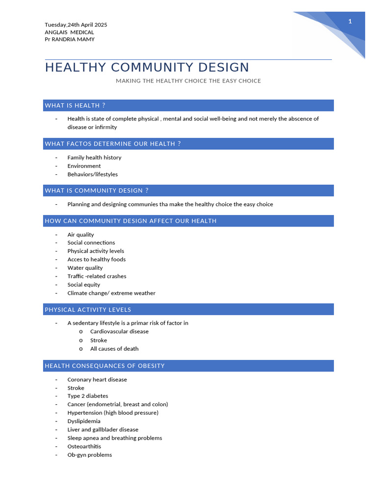Healthy Community Design Principles | PDF | Cardiovascular Diseases ...