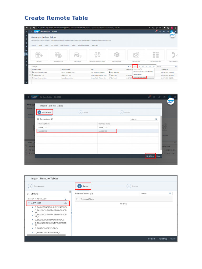 Cretae Remote Table in Data Sphere | PDF
