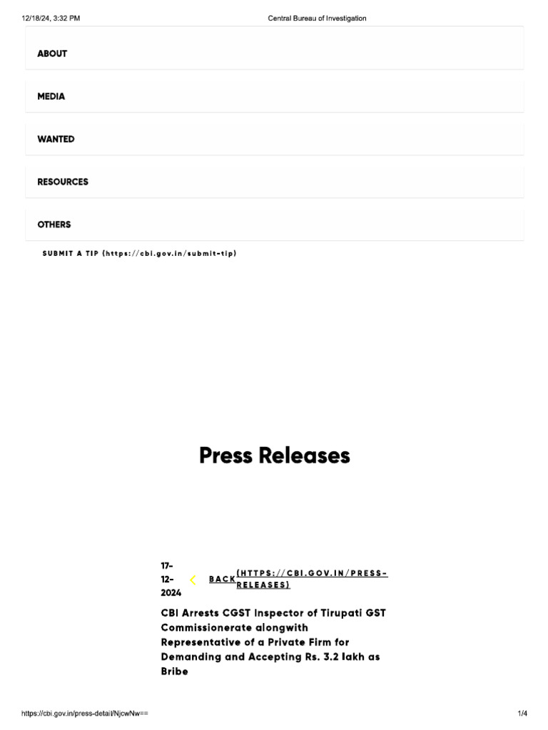 Tirupati GST Cbi Press Note | PDF