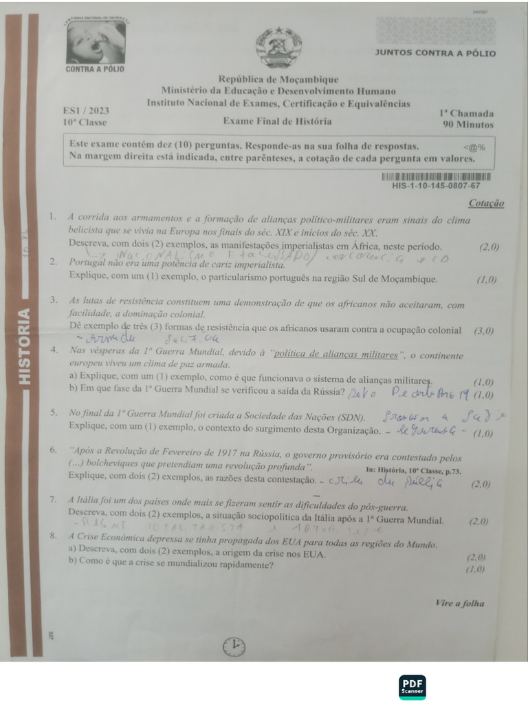 História 2023 1 Chamada | PDF