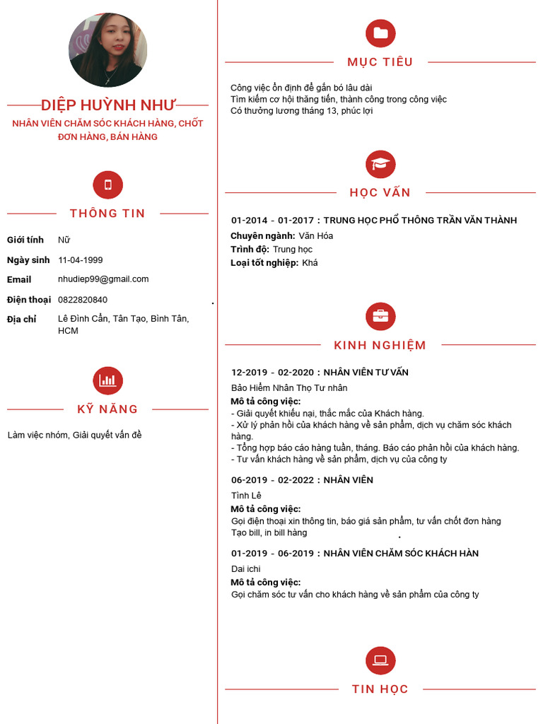 Diep Huynh Nhu CV Timviecnhanh Com 164699162391 | PDF