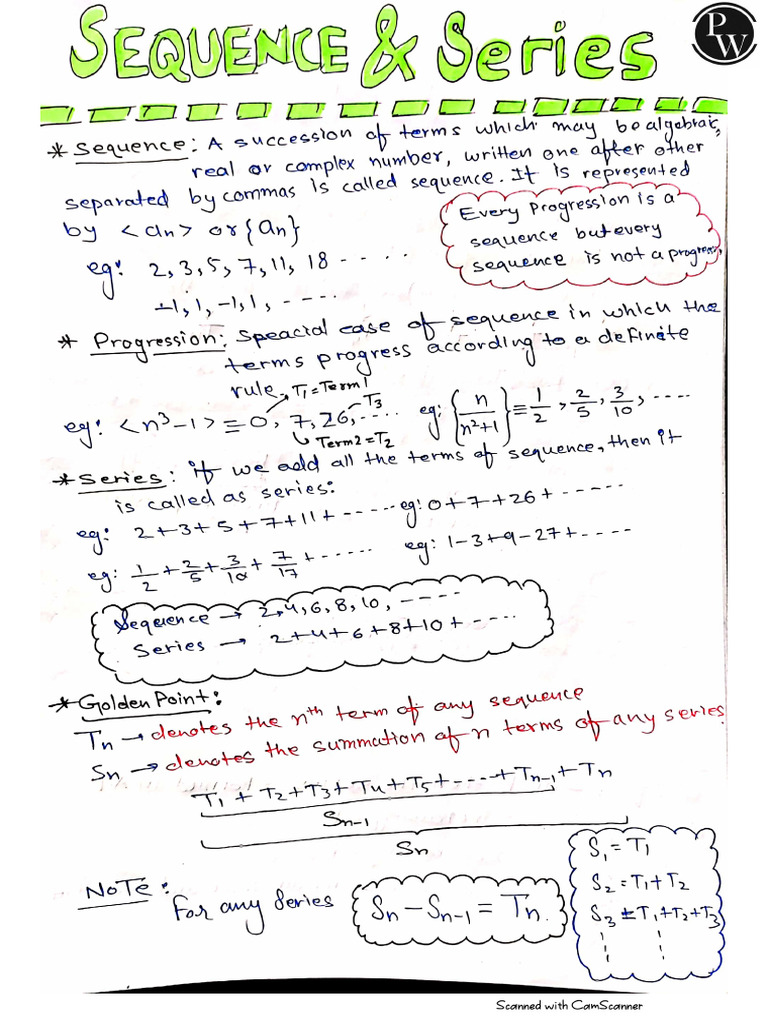 Sequence and Series - Handwritten Notes | PDF