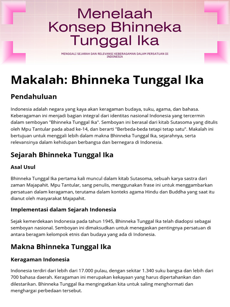 Makna dan Relevansi Bhinneka Tunggal Ika | PDF