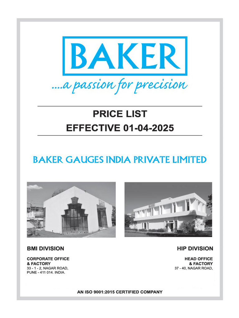 Baker Full Price List | PDF