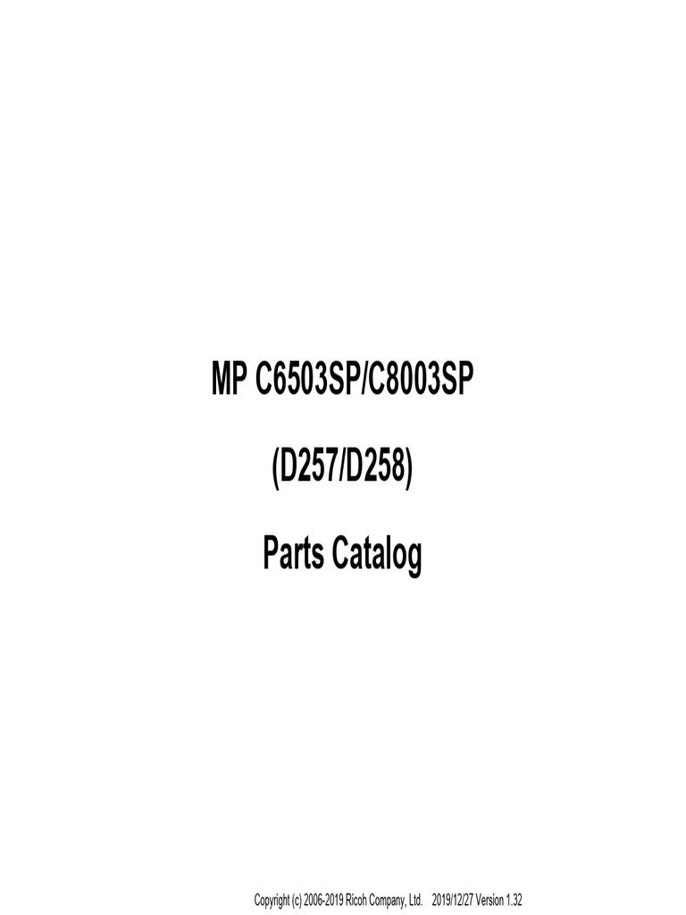 MP C6503SP/C8003SP (D257/D258) Parts Catalog | PDF | Computing | Computer Hardware