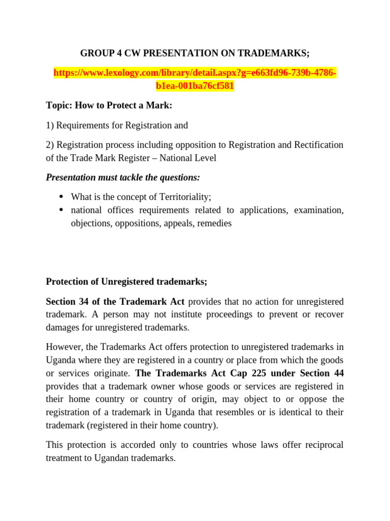 PRESENTATION On Protection of Unregistered Trademarks | PDF | Trademark ...