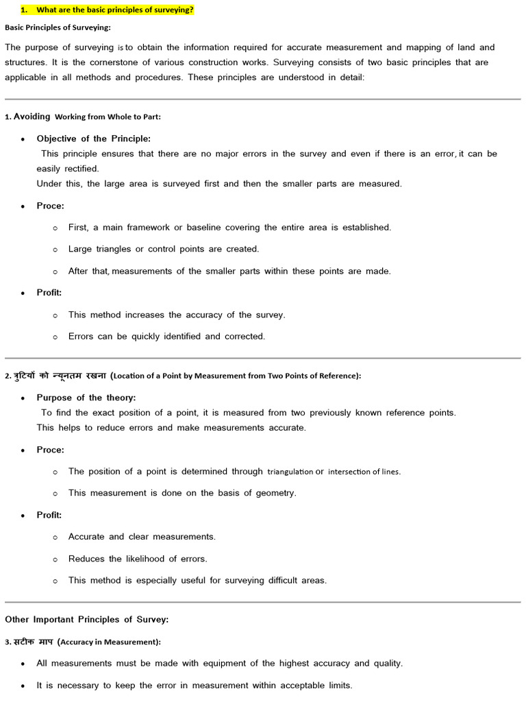What Are The Basic Principles of Surveyin1 | PDF | Surveying | Radio