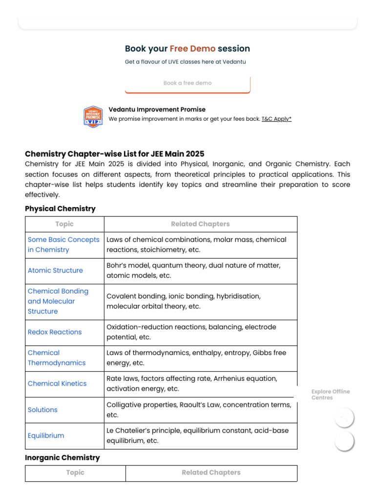JEE Main 2025 Chemistry Syllabus Overview | PDF | Chemistry | Chemical ...