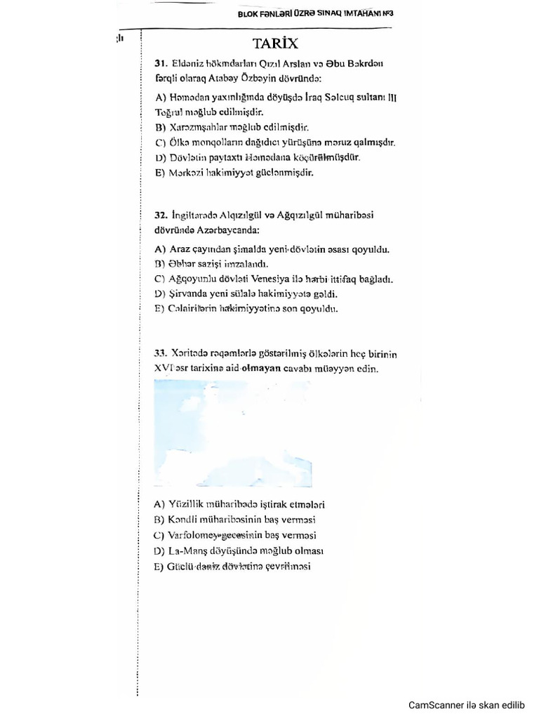 Otk 20 Aprel 2025 - Tarix Sualları 10-Cu Sinif | PDF