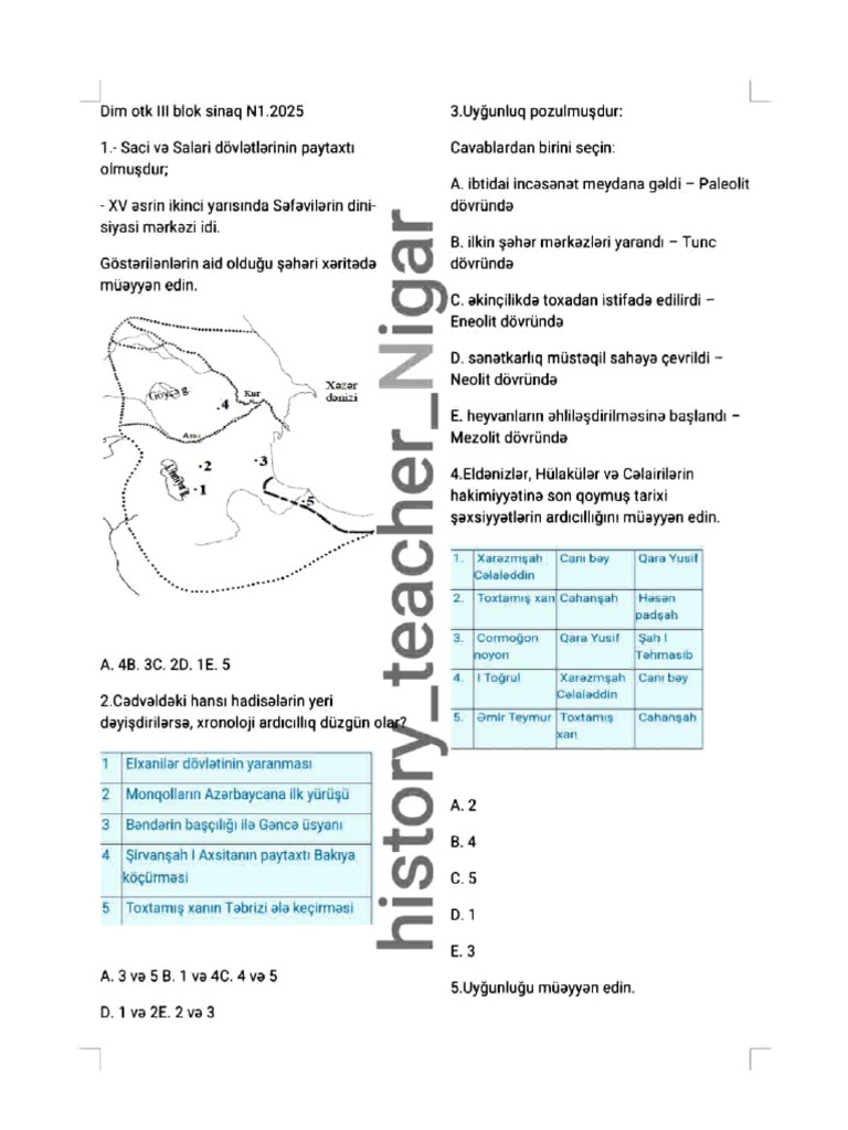 Tarix Otk Sinaq N1 2024 | PDF