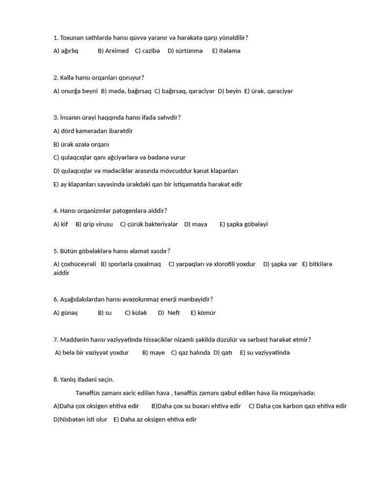 Təbiət 6 Cı Sinif Monitorinq | PDF