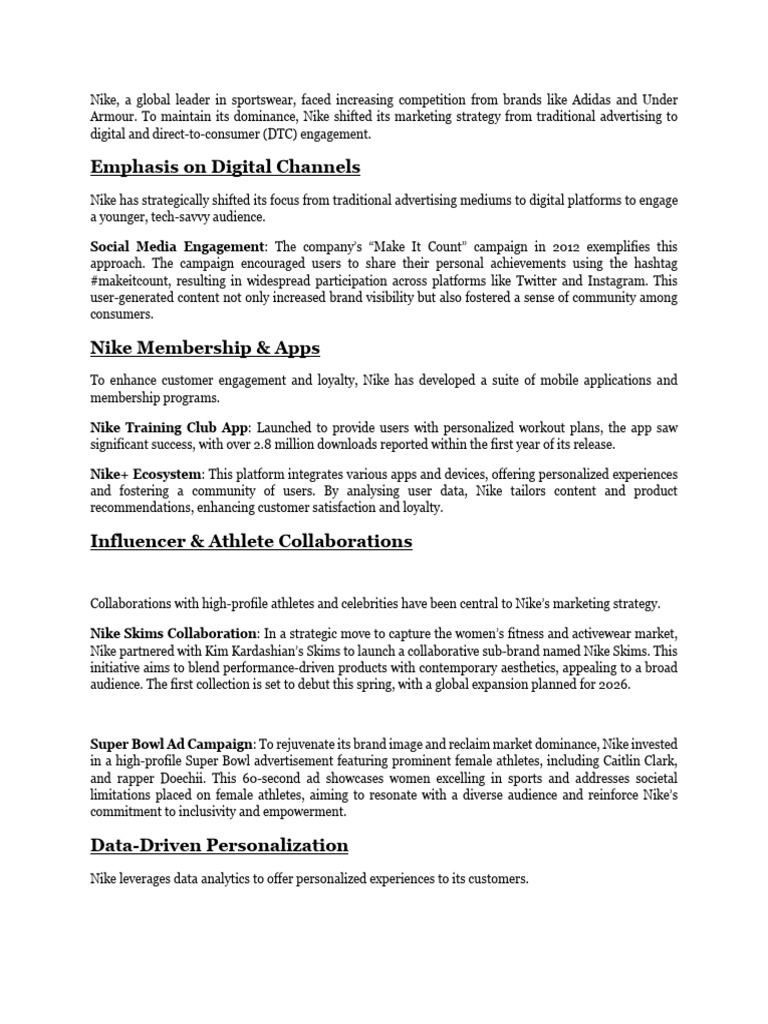 Nike's DTC Marketing Strategy | PDF | Marketing | Advertising