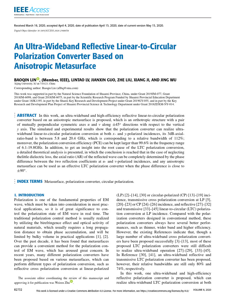 An Ultra-Wideband Reflective Linear-To-Circular Polarization Converter Based On Anisotropic ...