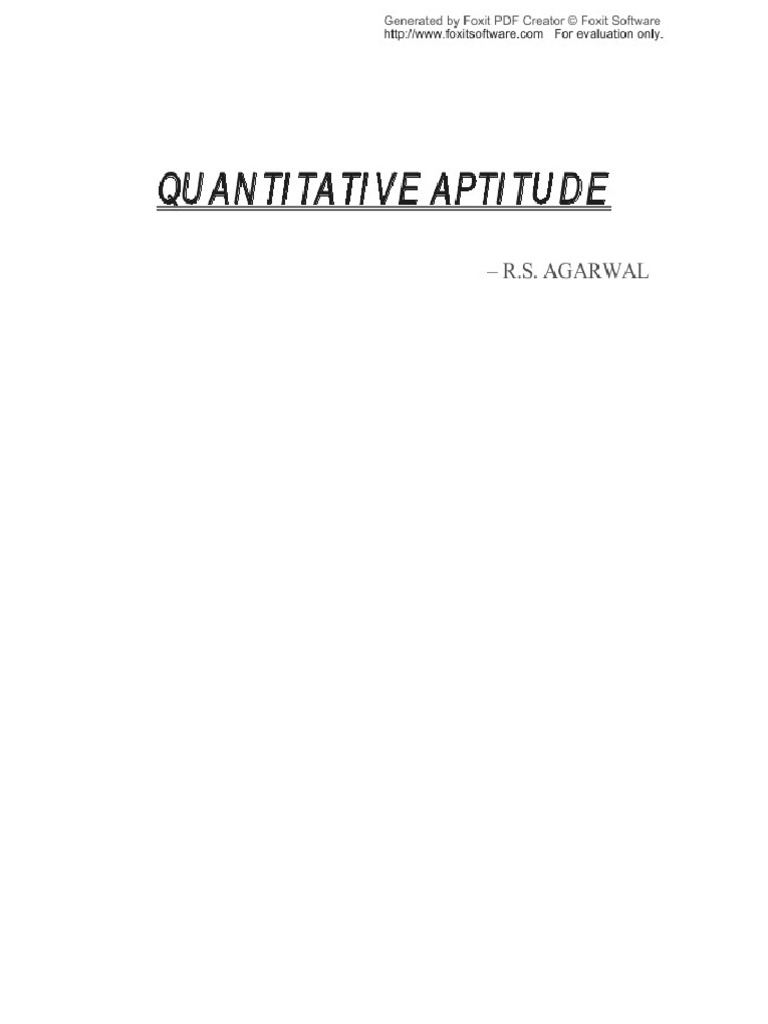 R.S. Agarwal - Quantitative Aptitude | PDF