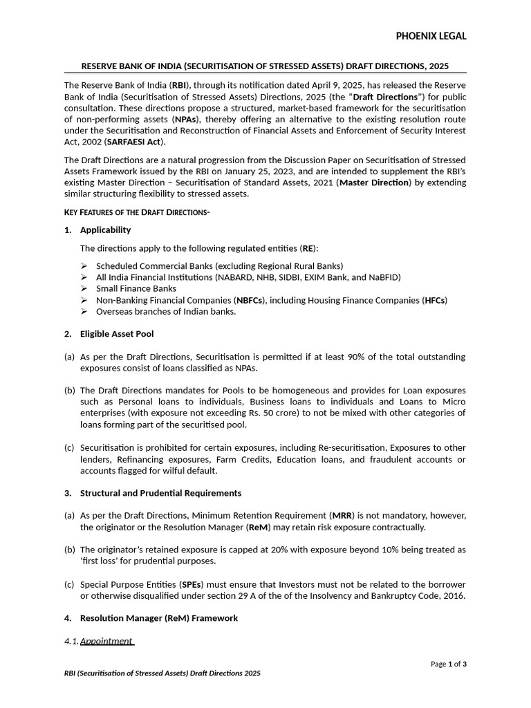 Securitisation of Stressed Assets - Legal Update | PDF | Securitization ...