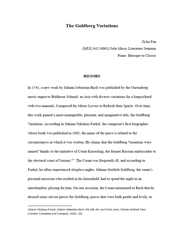 Goldberg Variation Assignment-ZiAn Fan | PDF | Goldberg Variations ...