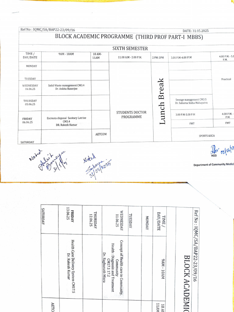 6th Semester Routine Batch 22 23 June 2025 | PDF