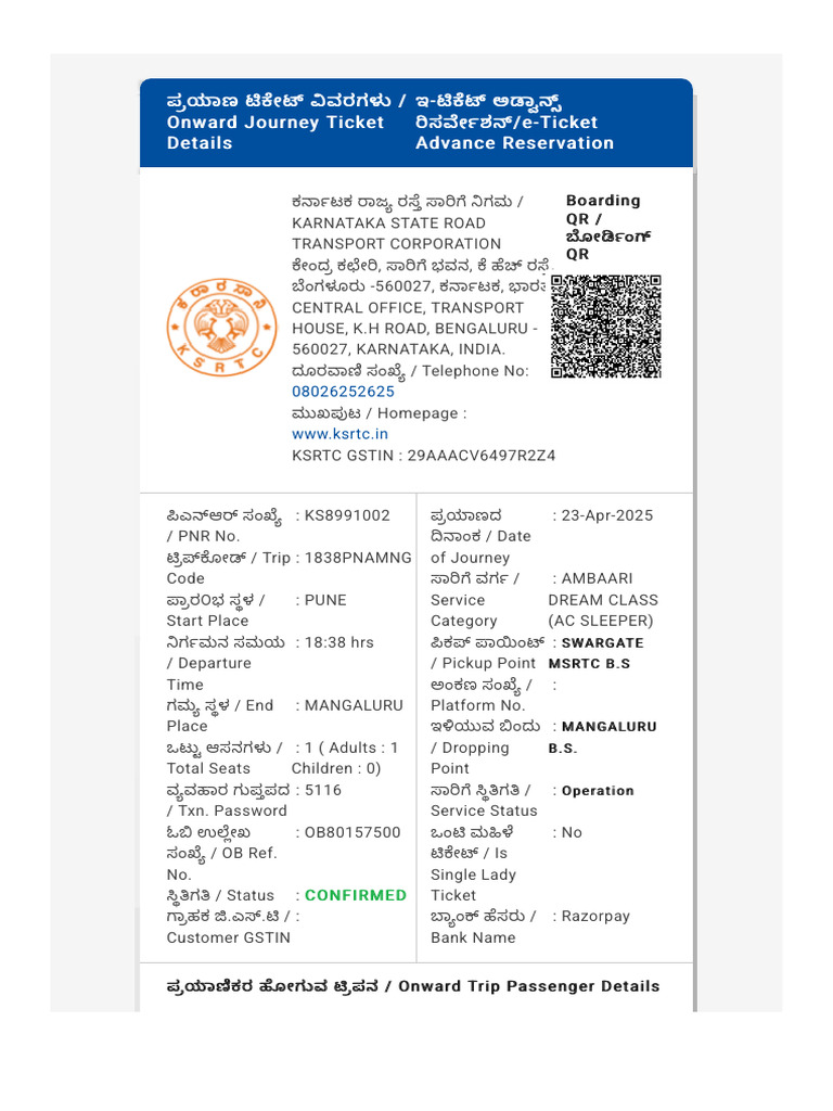 Karnataka State Road Transport Corporation - KSRTC | PDF