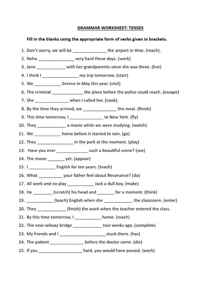 Grammar Worksheet | PDF