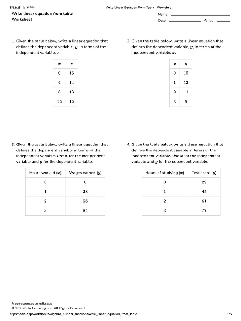 Linear Relation Rule From Table | PDF