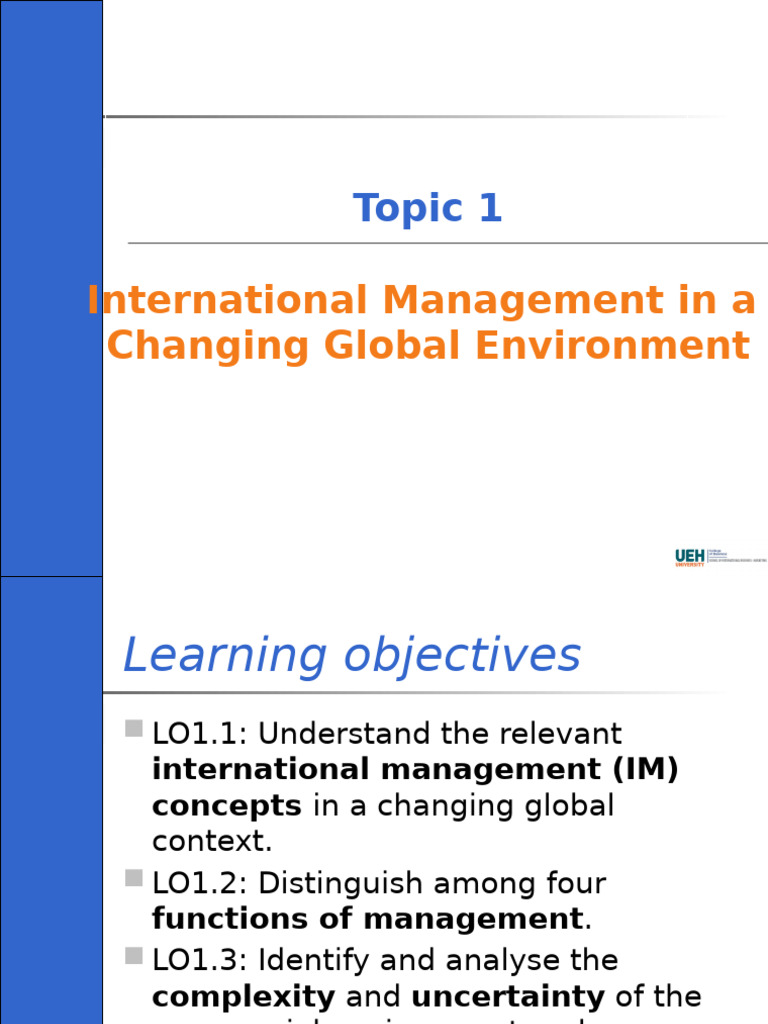 01-Intl Managing in A Changing Global Environment | PDF | Goal | Economics