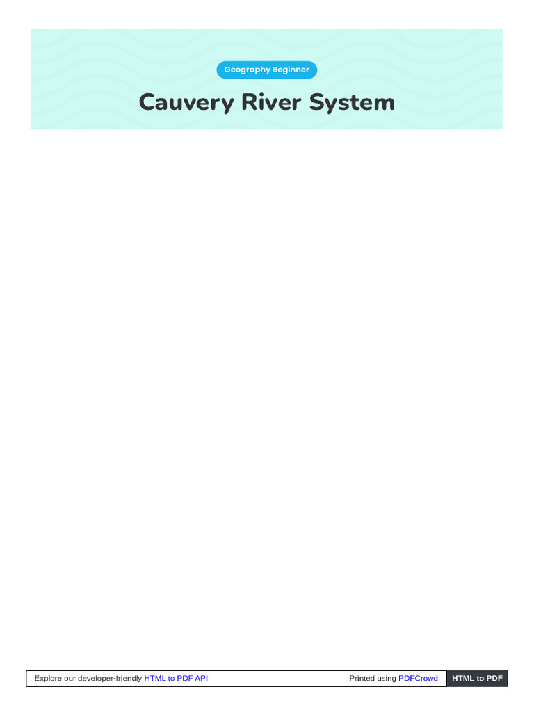 Cauvery River System Kaveri River | PDF | Environmental Engineering ...