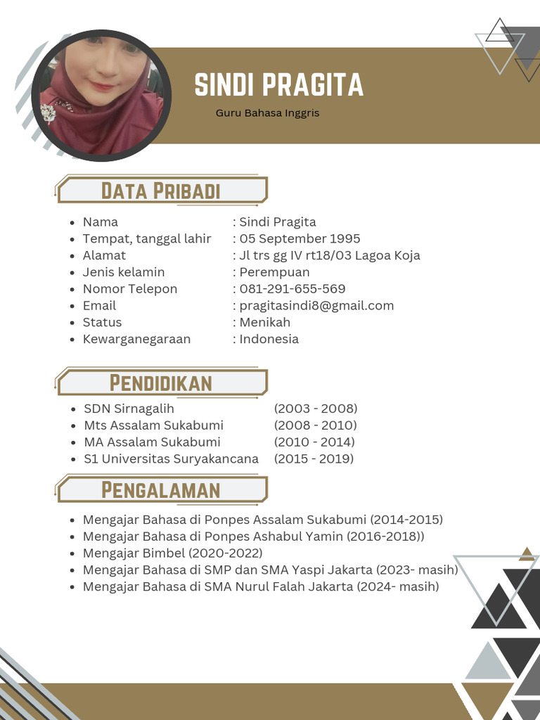 Cokelat Abu-Abu Modern Geometris Lulusan Baru CV Resume Riwayat Hidup_20250523_212514_0000 | PDF