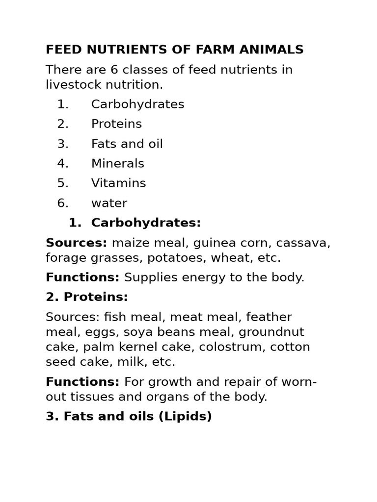 Feed Nutrients of Farm Animals | PDF | Nutrients | Foods