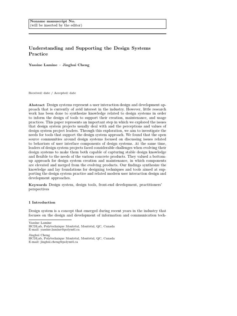 Understanding and Supporting The Design Systems | PDF | User Interface ...