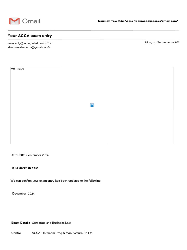 ACCA Exam Entry Confirmation 2024 | PDF | Computing